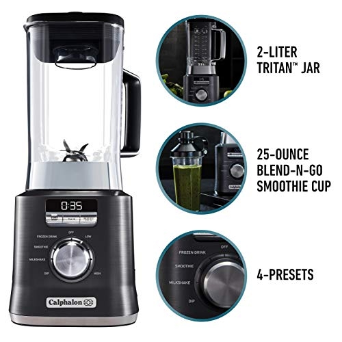 Calphalon Auto-Speed 68 Oz Blender with Blend-N-Go Smoothie Cup and BPA ...