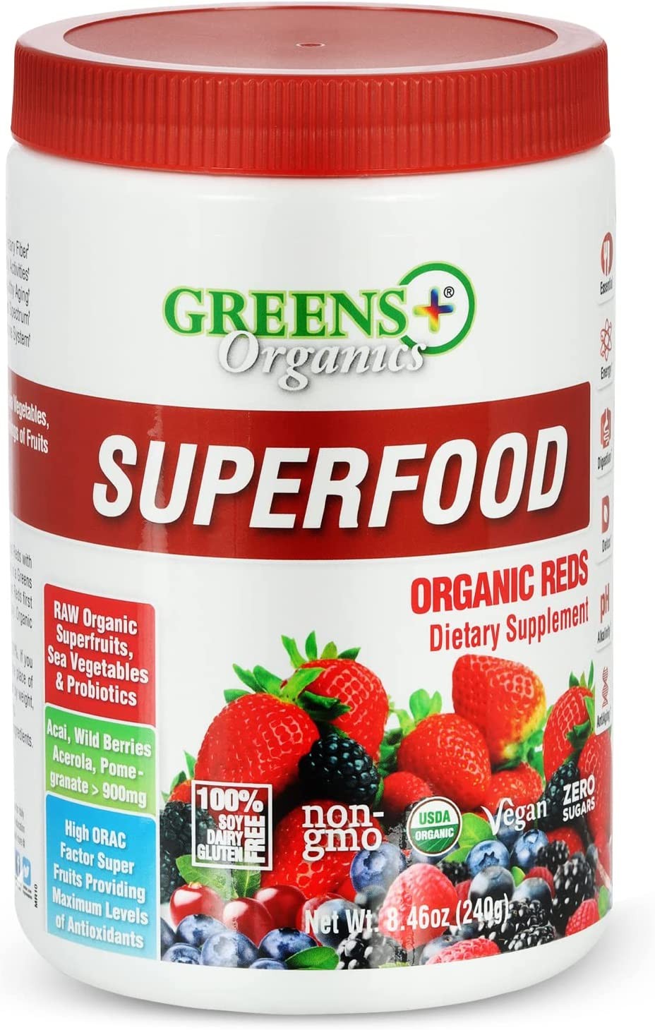 Greens+ Organic Superfood, Super Reds Powder Dietary Supplement, Vital ...