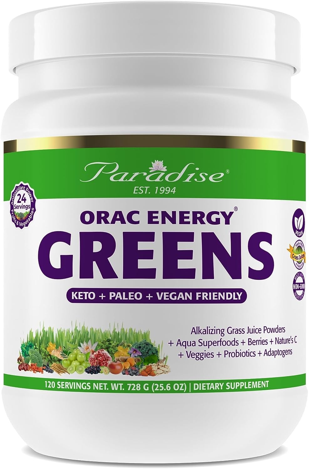 Paradise Herbs ORAC Energy Greens, Organic Alkalizing Grass Juice ...