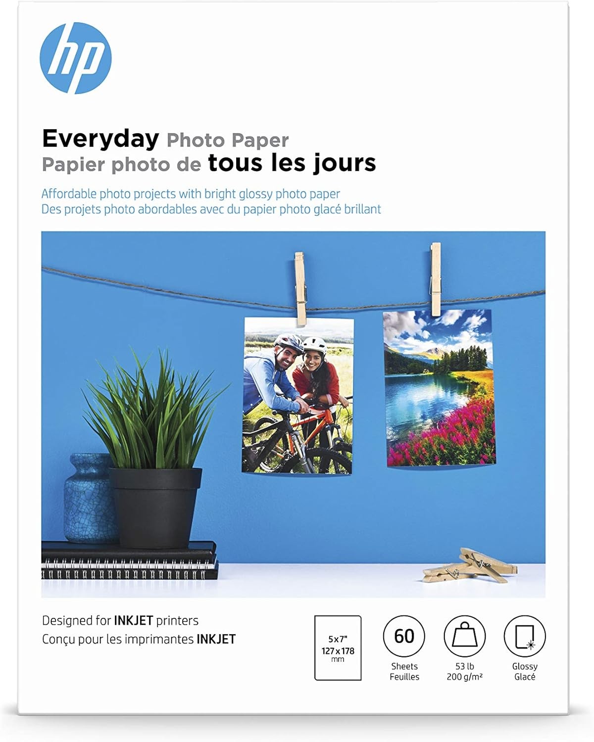 HP Everyday Photo Paper, Glossy, 5x7 in, 60 sheets (CH097A) Deals and ...