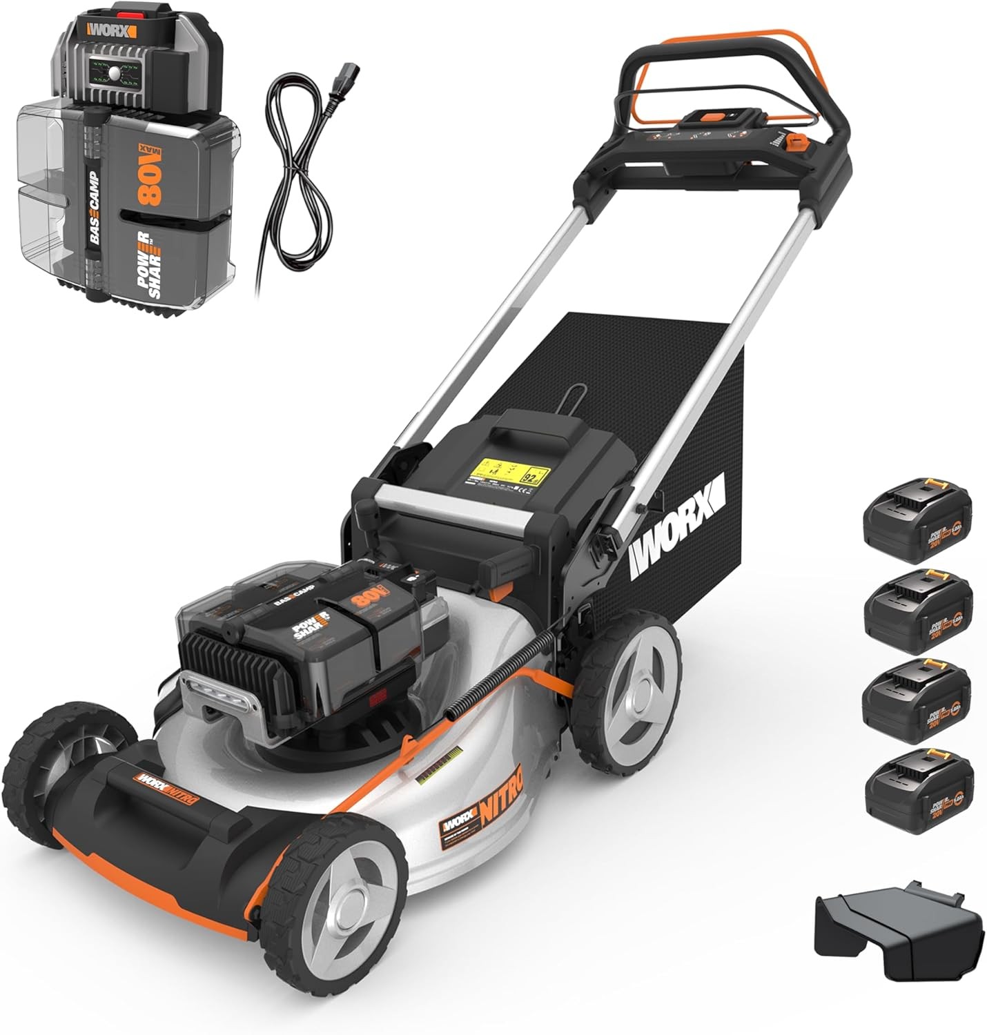 Worx Nitro 80V Cordless Lawn Mower, Electric Mower with Brushless Motor ...