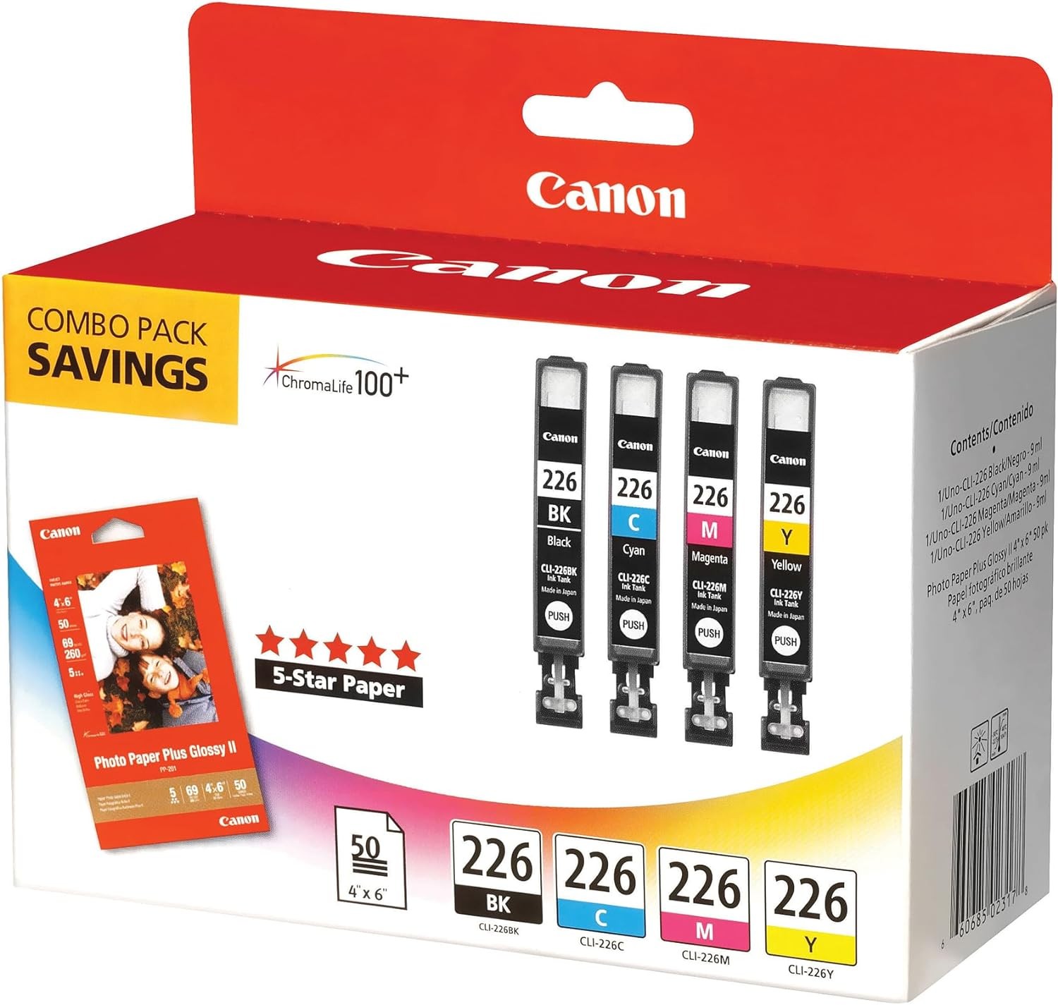 Canon CLI226 Color Pack with Photo Paper 50 Sheets Compatible to iP4820 ...