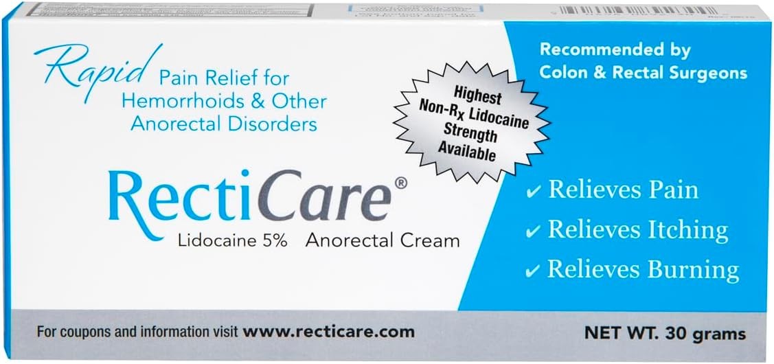 Recticare Anorectal Lidocaine 5% Cream: Topical Numbing Cream for ...