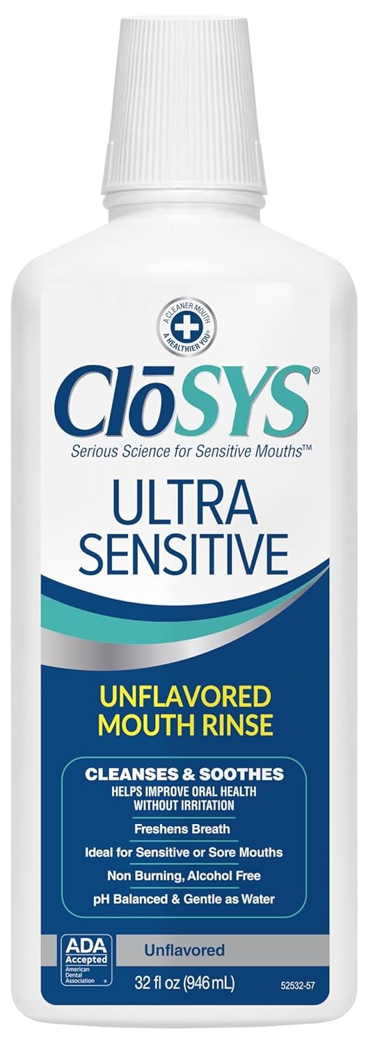 CloSYS Ultra Sensitive Mouthwash, 32 Ounce, Unflavored (Optional Flavor ...