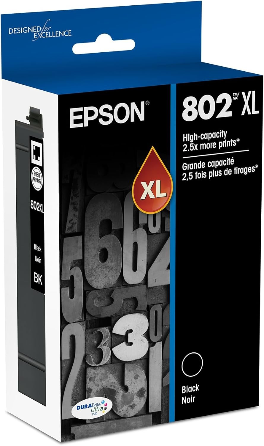 EPSON 802 DURABrite Ultra Ink High Capacity Black Cartridge (T802XL120 ...