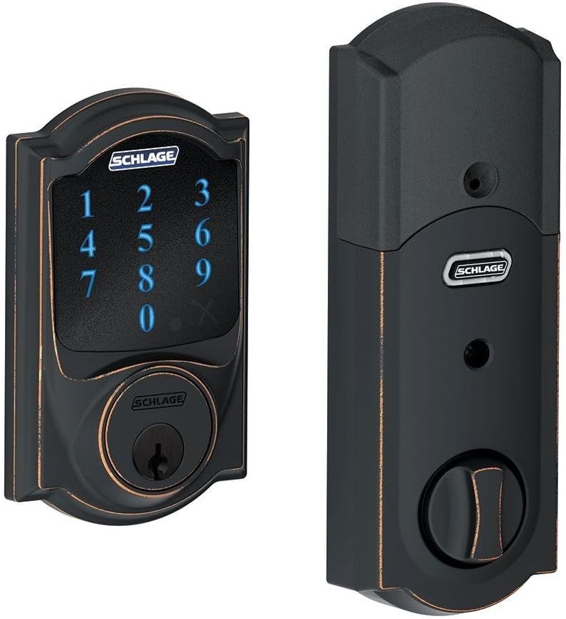 Schlage BE469ZPVCAM716 Aged Bronze Touchscreen Key Lock with Alarm and ...