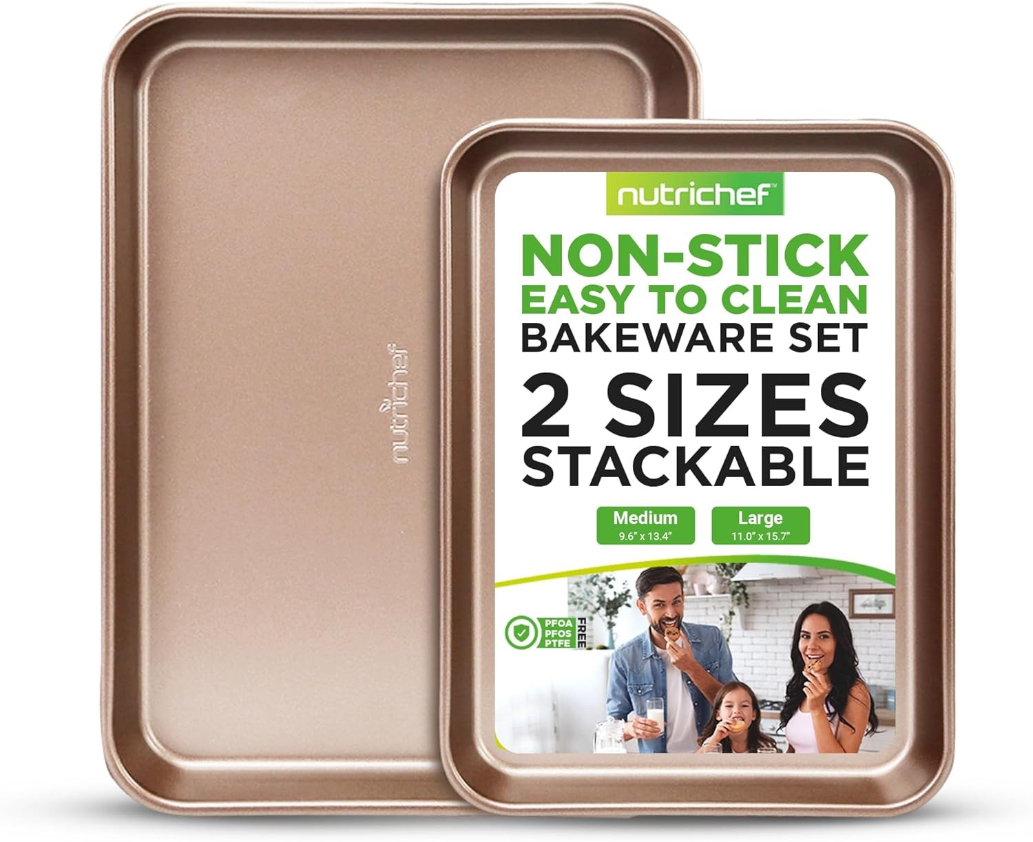 NutriChef 2-Piece Premium Nonstick Cookie Sheets for Baking - Slick ...