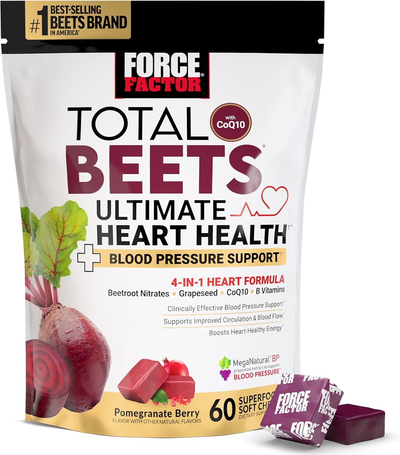 FORCE FACTOR Total Beets Ultimate Heart Health Blood Pressure Support ...