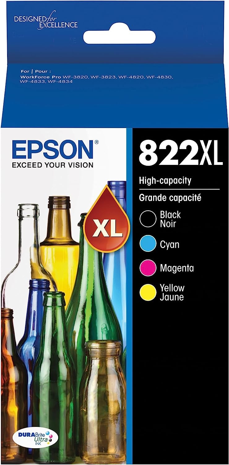 Epson 822 DURABrite Ultra Ink High Capacity Black & Color Cartridge ...