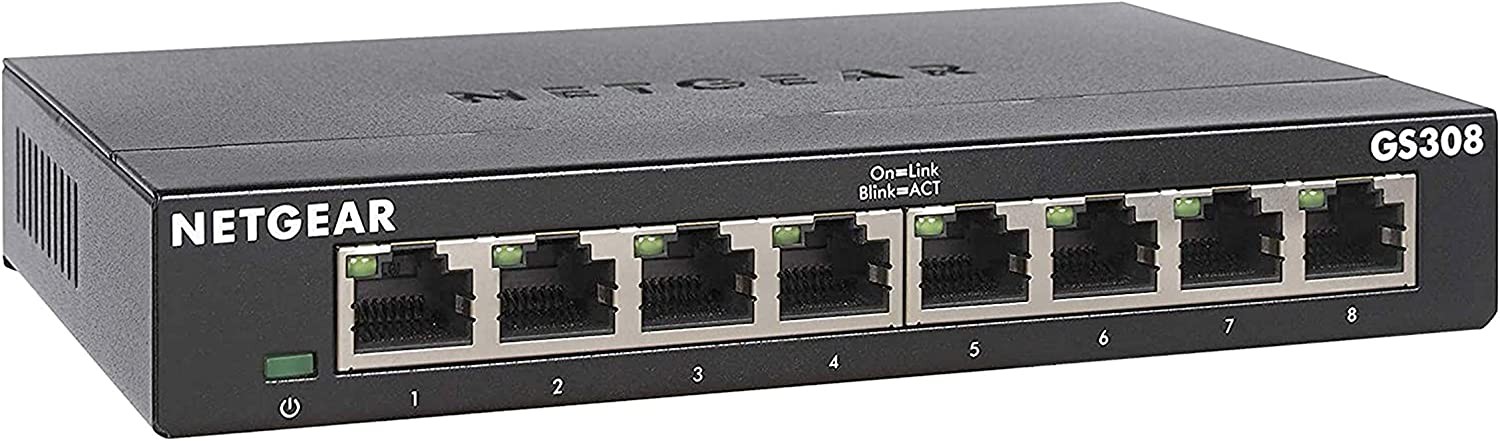 NETGEAR 8-Port Gigabit Ethernet Unmanaged Essentials Switch (GS308 ...