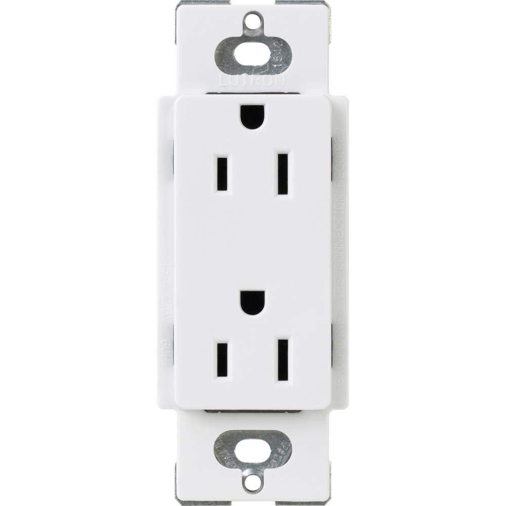 Lutron CAR-15-WH Electrical Outlet, 15A Claro Decorator Receptacle ...