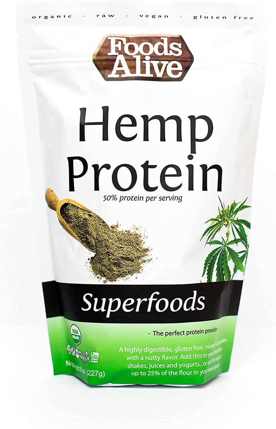 Foods Alive Organic Hemp Protein Powder, 8oz - Organic, Non-GMO, Gluten ...
