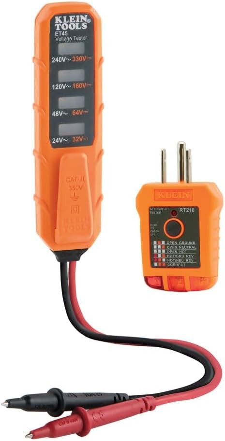 Klein Tools ET45VP Electrical Test Kit with GFCI Outlet Tester and AC ...