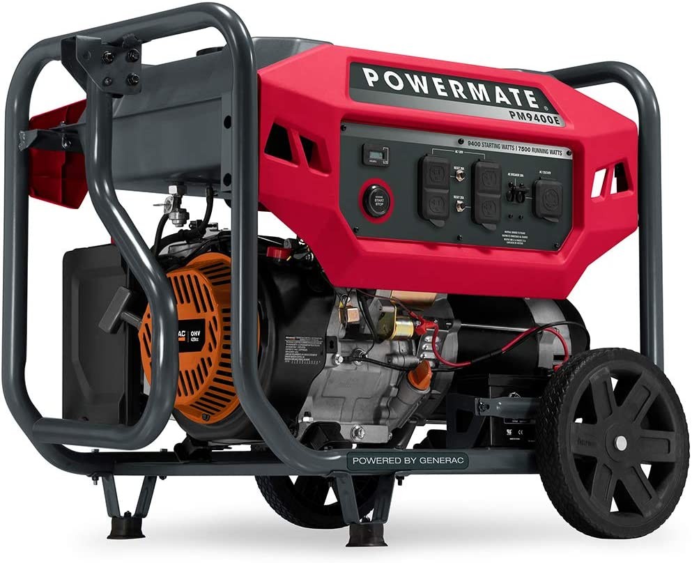 Powermate PM9400E 9,400-Watt Gas-Powered Portable Open Frame Generator ...
