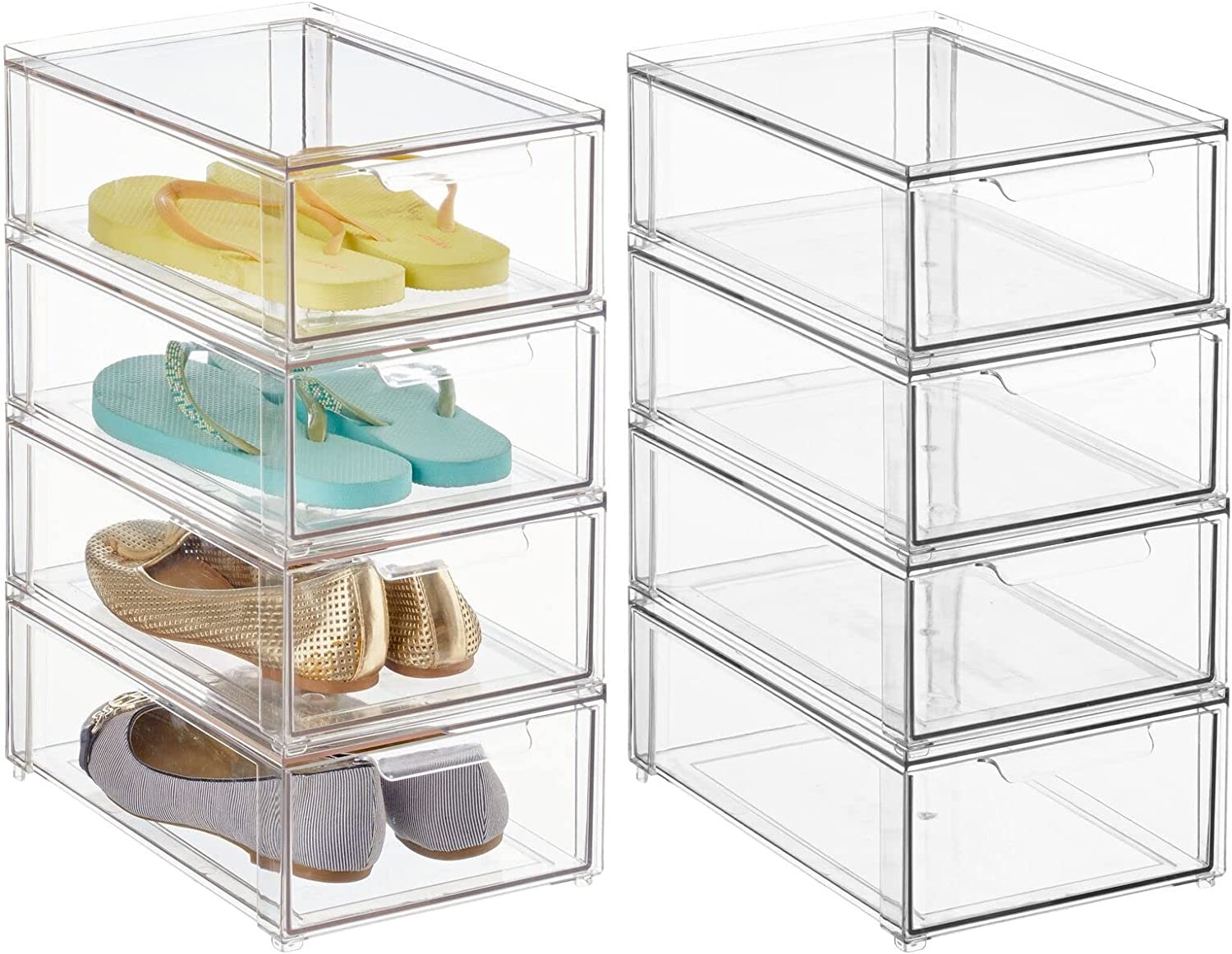 mDesign Plastic Closet Organizer Bin w/Pull Out Drawer - Shallow ...