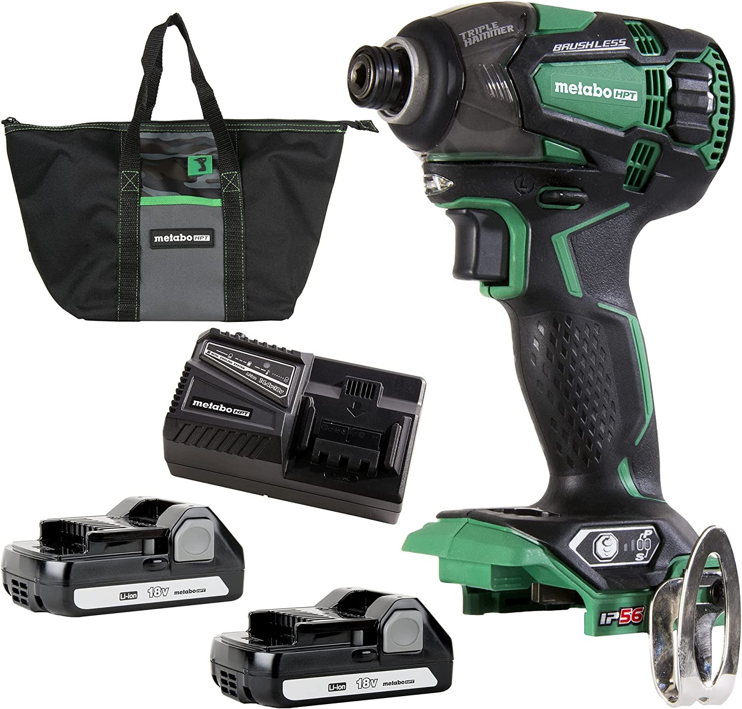 Metabo HPT 18V MultiVolt Cordless Triple Hammer Impact Driver Kit | 4 ...