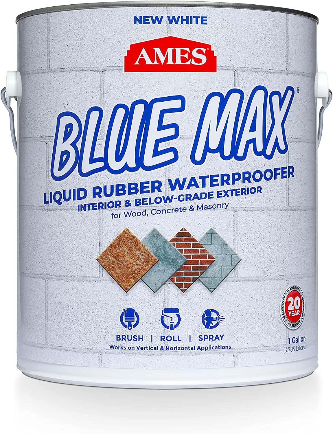 AMES BMX1WRG 1 Gallon Blue Max, White Liquid Rubber Waterproofer ...