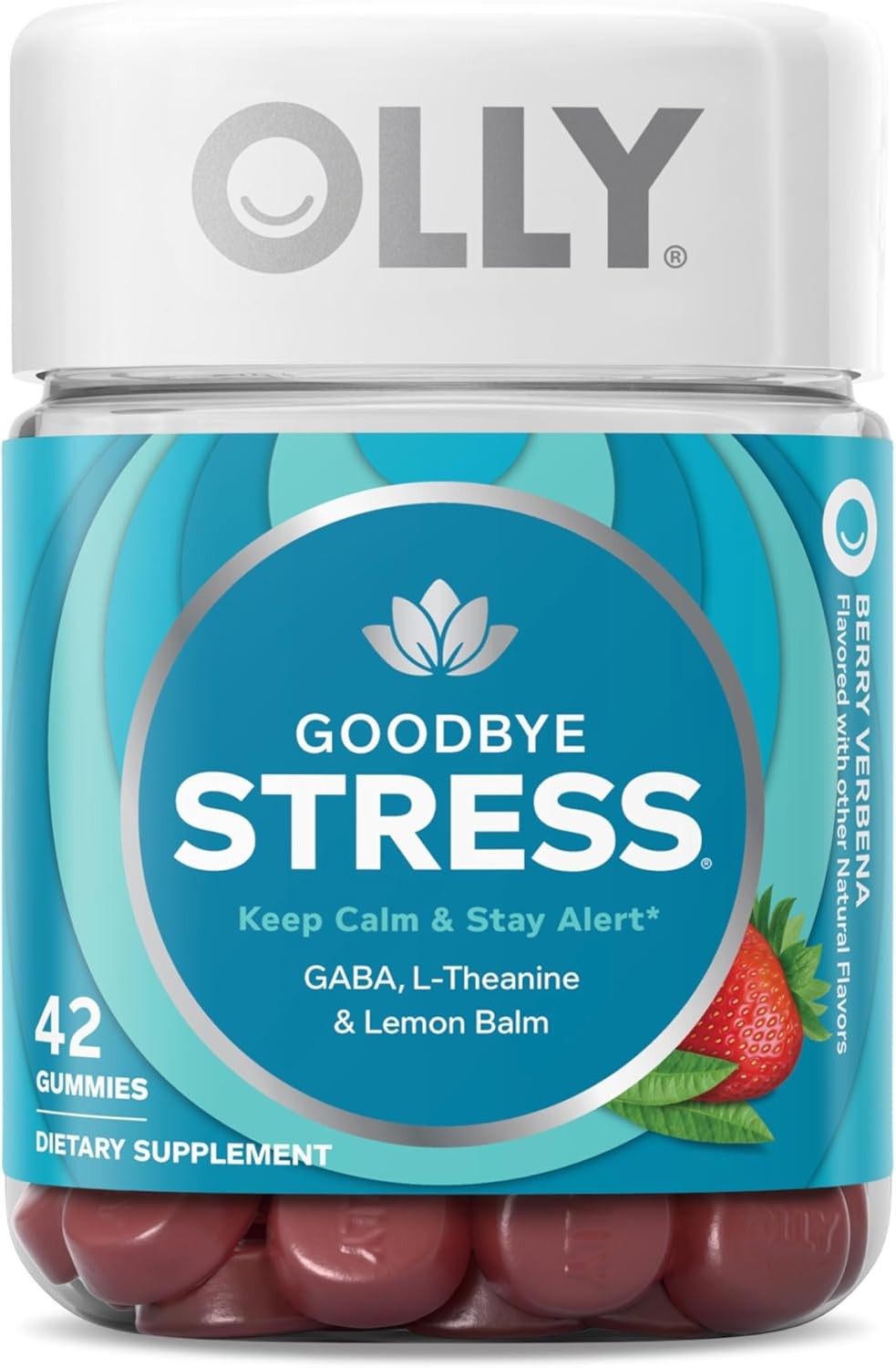 OLLY Goodbye Stress Gummy, GABA, L-Theanine, Lemon Balm, Stress Relief ...