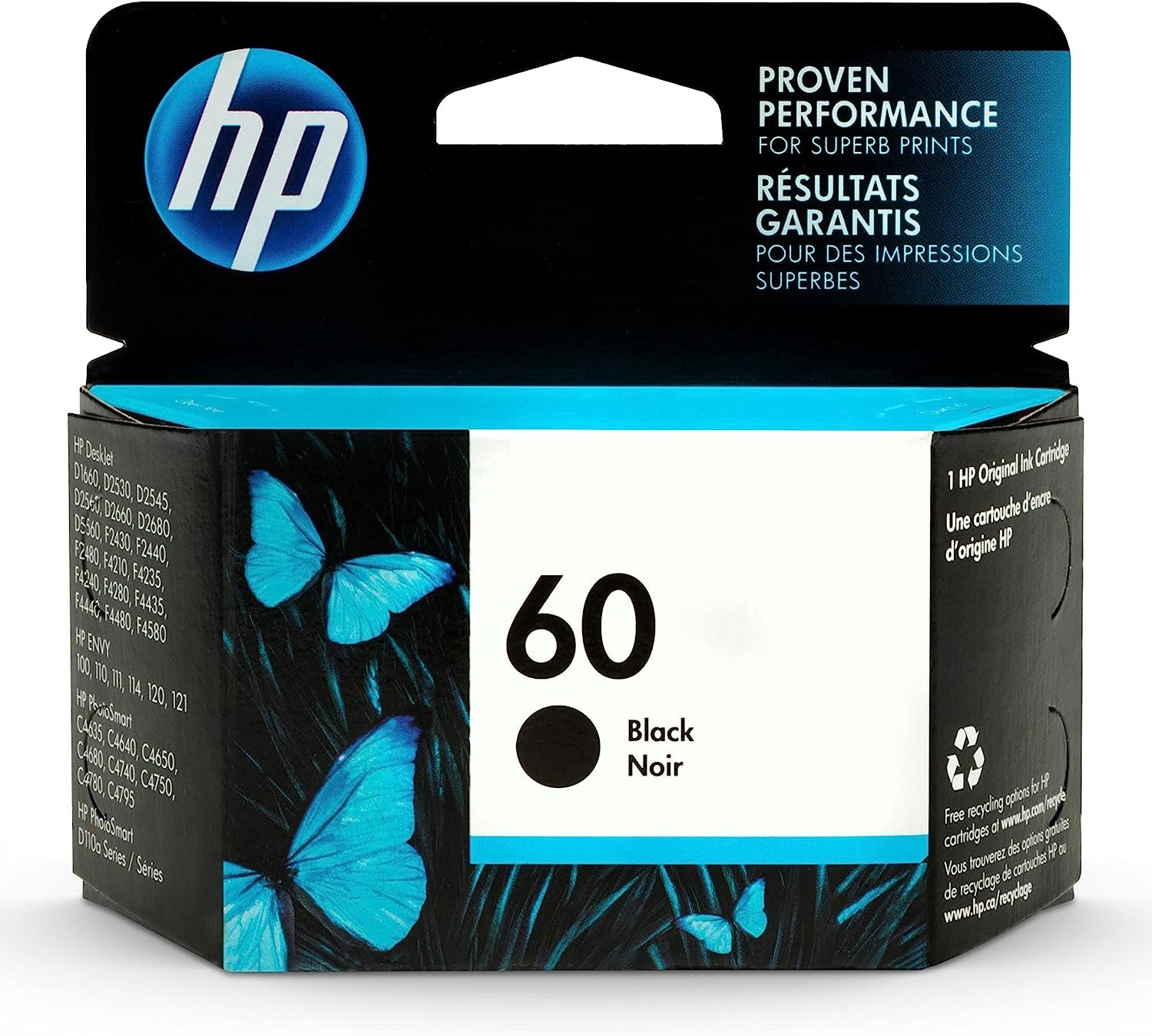 HP 60 Black Ink Cartridge | Works with DeskJet D1660, D2500, D2600 ...