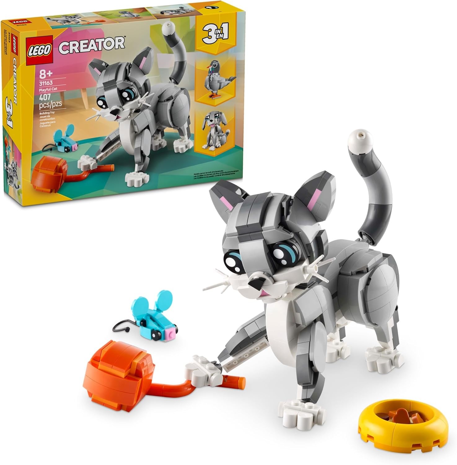 LEGO Creator 3 in 1 Playful Cat Toy - Building Toy with 3 Building ...