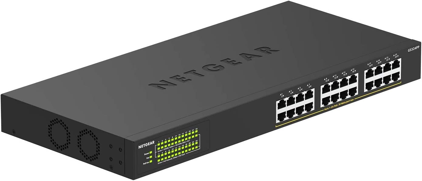 NETGEAR 24-Port Gigabit Ethernet Unmanaged PoE+ Switch (GS324PP) - with ...
