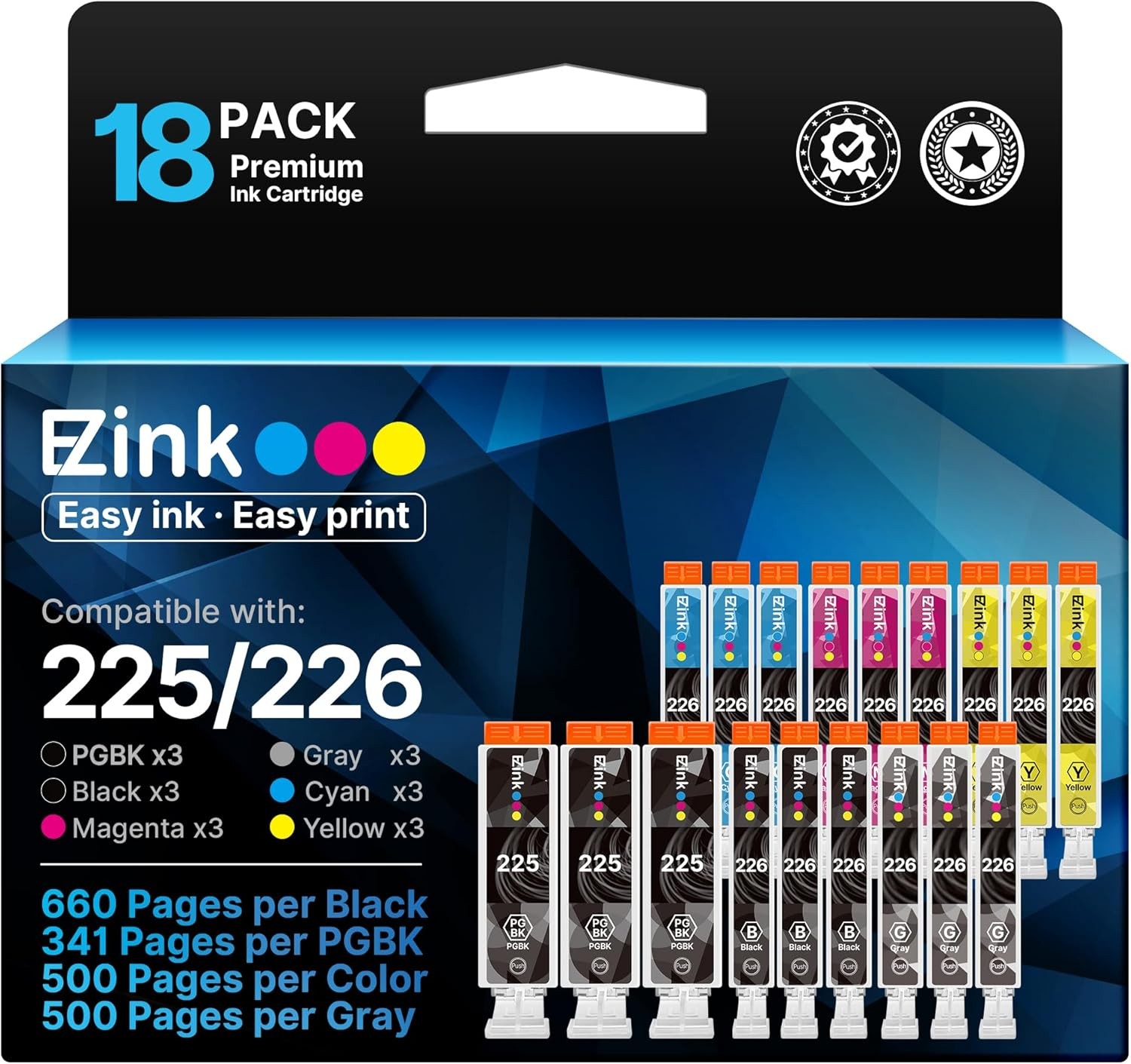 E-Z Ink Compatible Ink Cartridge Replacement for Canon PGI-225 CLI-226 ...