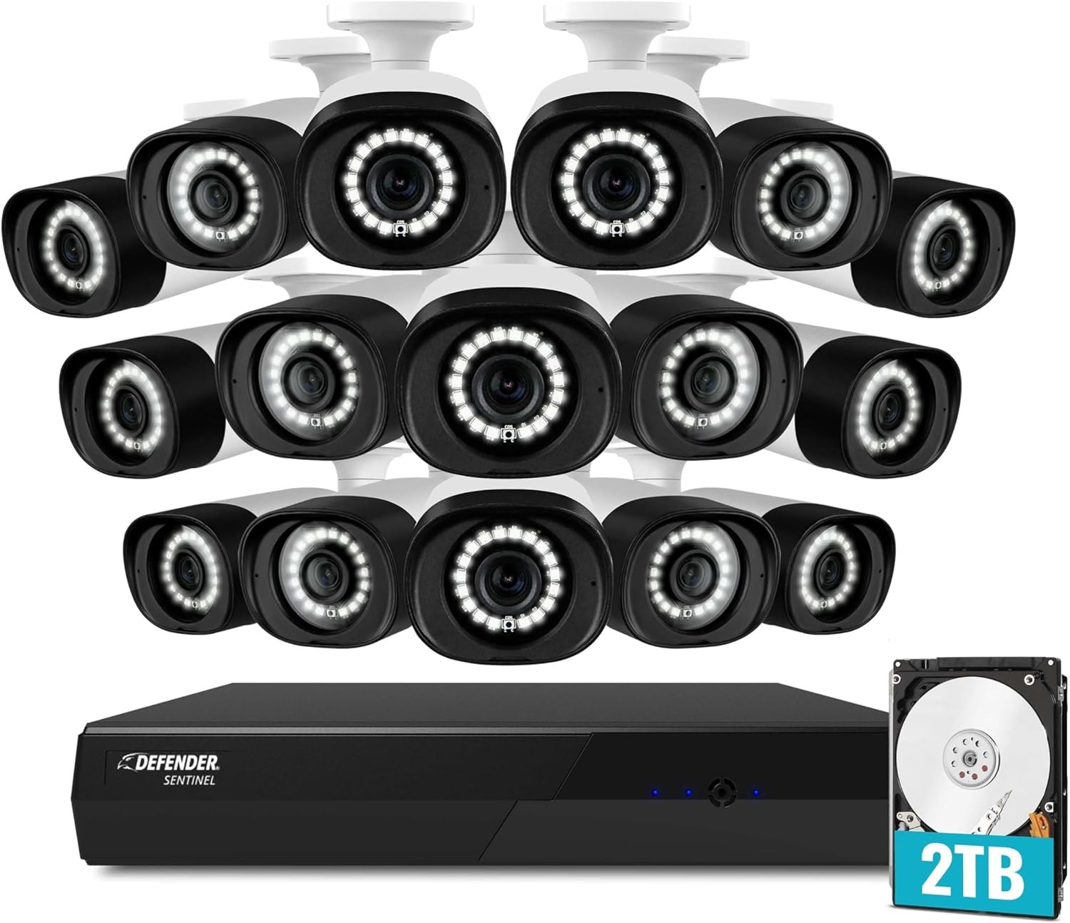 Defender Sentinel 4K Ultra HD Wired PoE Security Camera System with 2TB ...