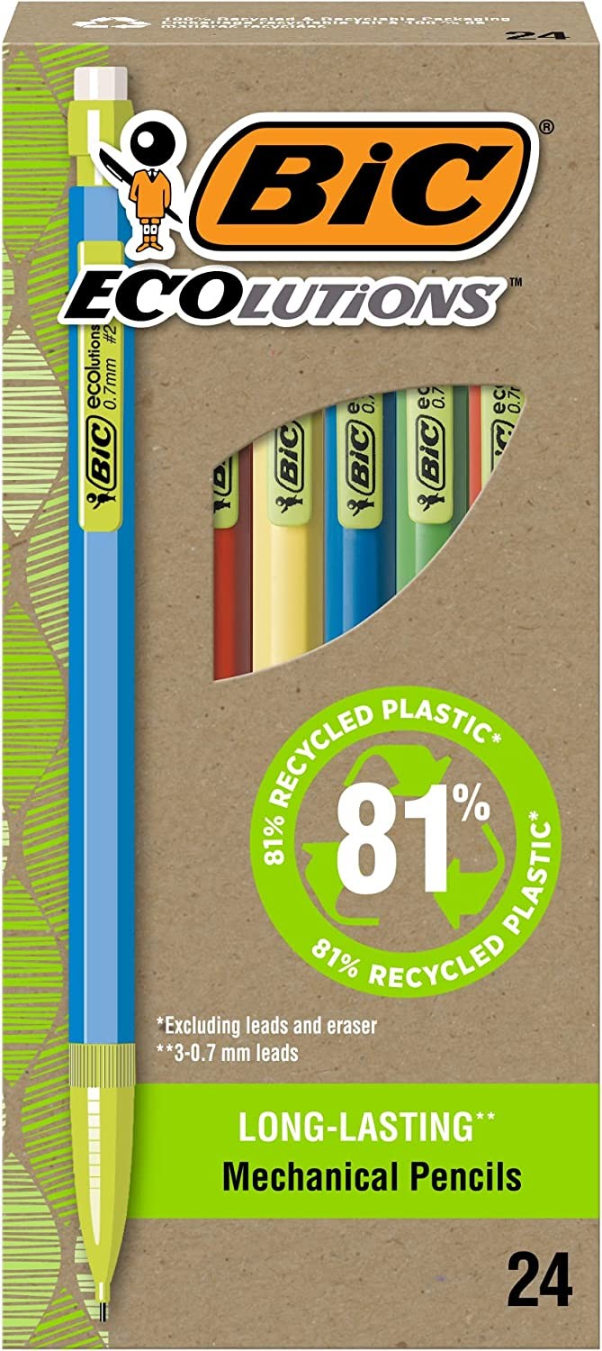 BIC Ecolutions Mechanical Pencils with Erasers, With Colorful Barrel ...