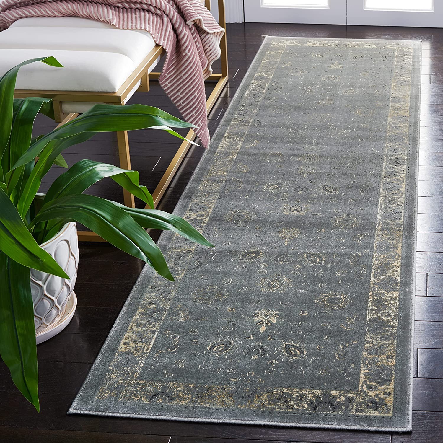 SAFAVIEH Vintage Collection Runner Rug - 2'2" x 6', Grey & Multi ...