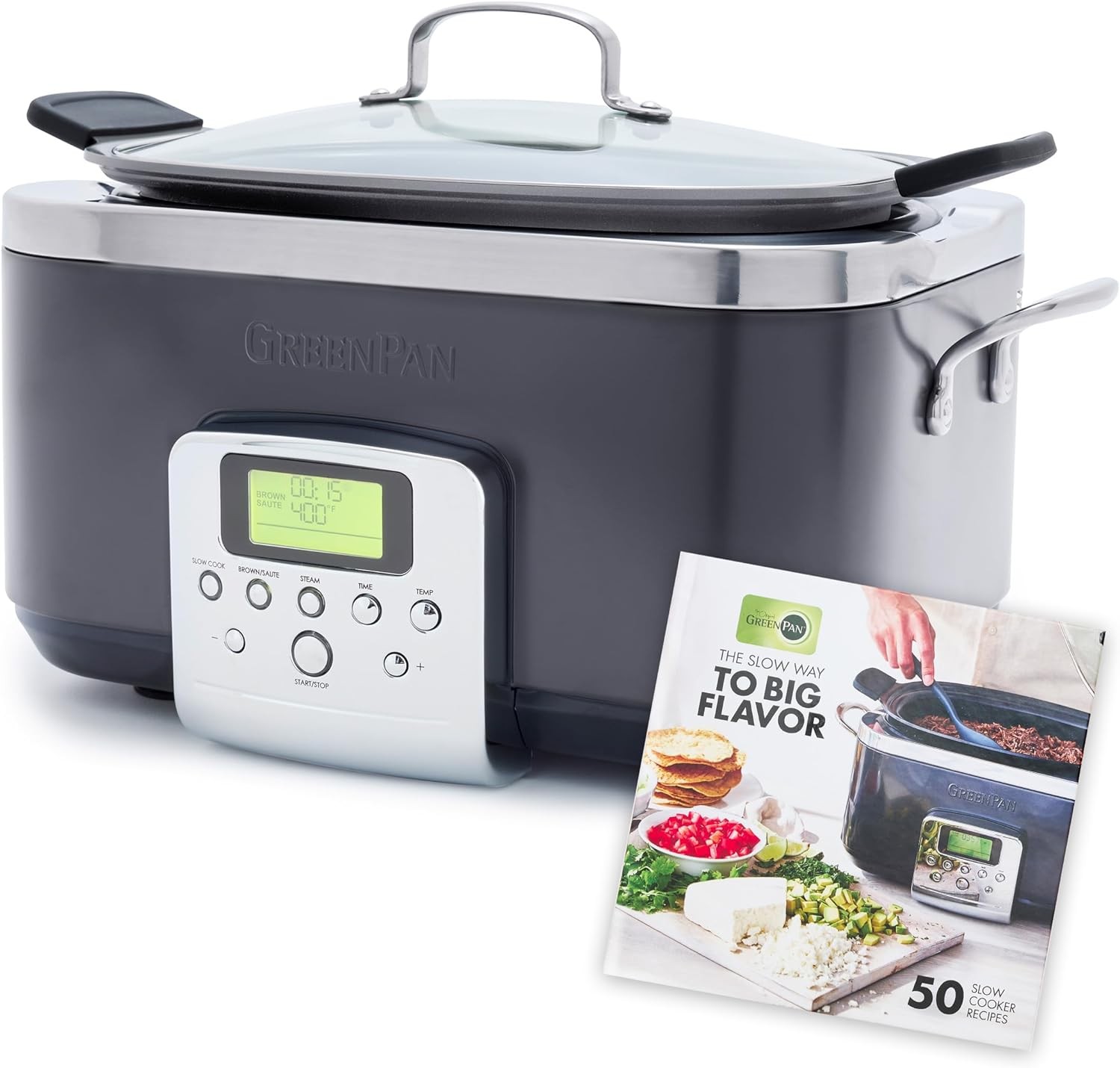 GreenPan Elite 8-in-1 Programmable 6 Quart Electric Slow Cooker ...
