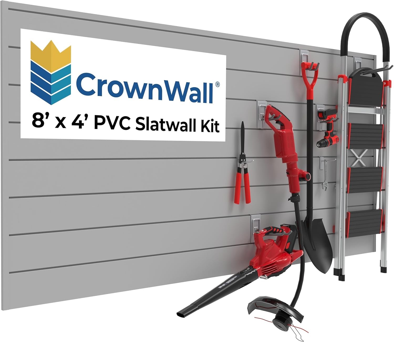 CrownWall PVC Slat Wall Panels Garage Wall Organizer Storage System ...