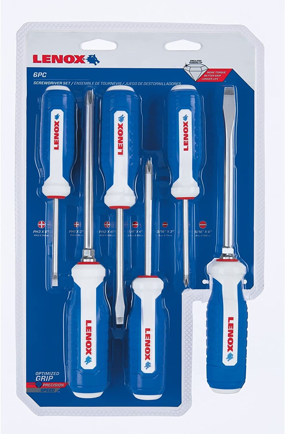 LENOX Tools Screwdriver Set, Simulated Diamond, 6-Piece (LXHT60900 ...