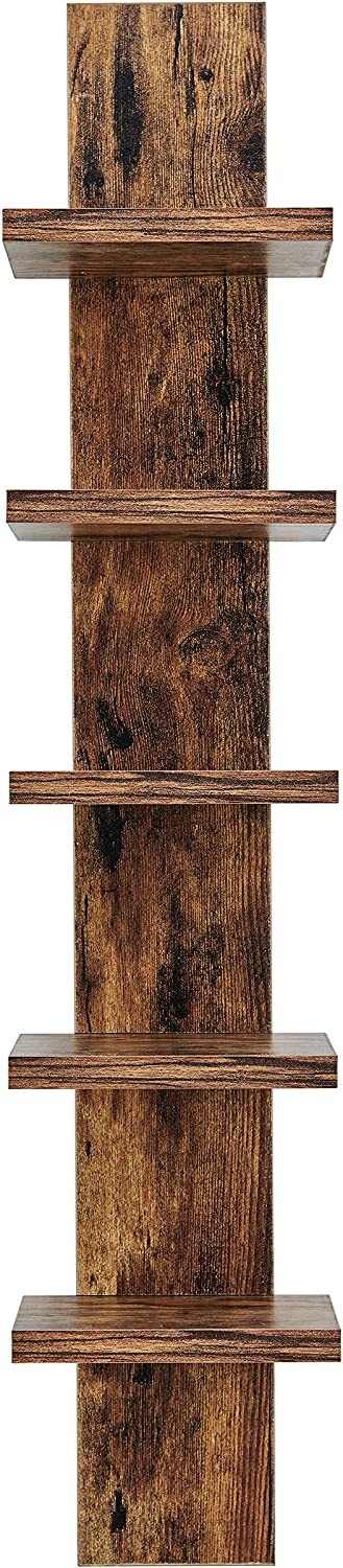 Danya B 5 Tier Wall Shelf Unit Narrow Smooth Laminate Finish - Vertical ...