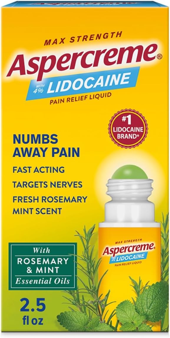 Aspercreme Essential Oils Lidocaine Pain Relief with No-Mess Roll-On ...