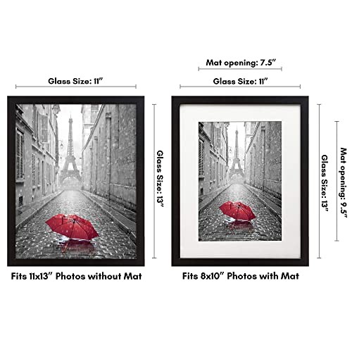 Americanflat 11x13 Picture Frame in Black - Displays 8x10 With Mat and ...