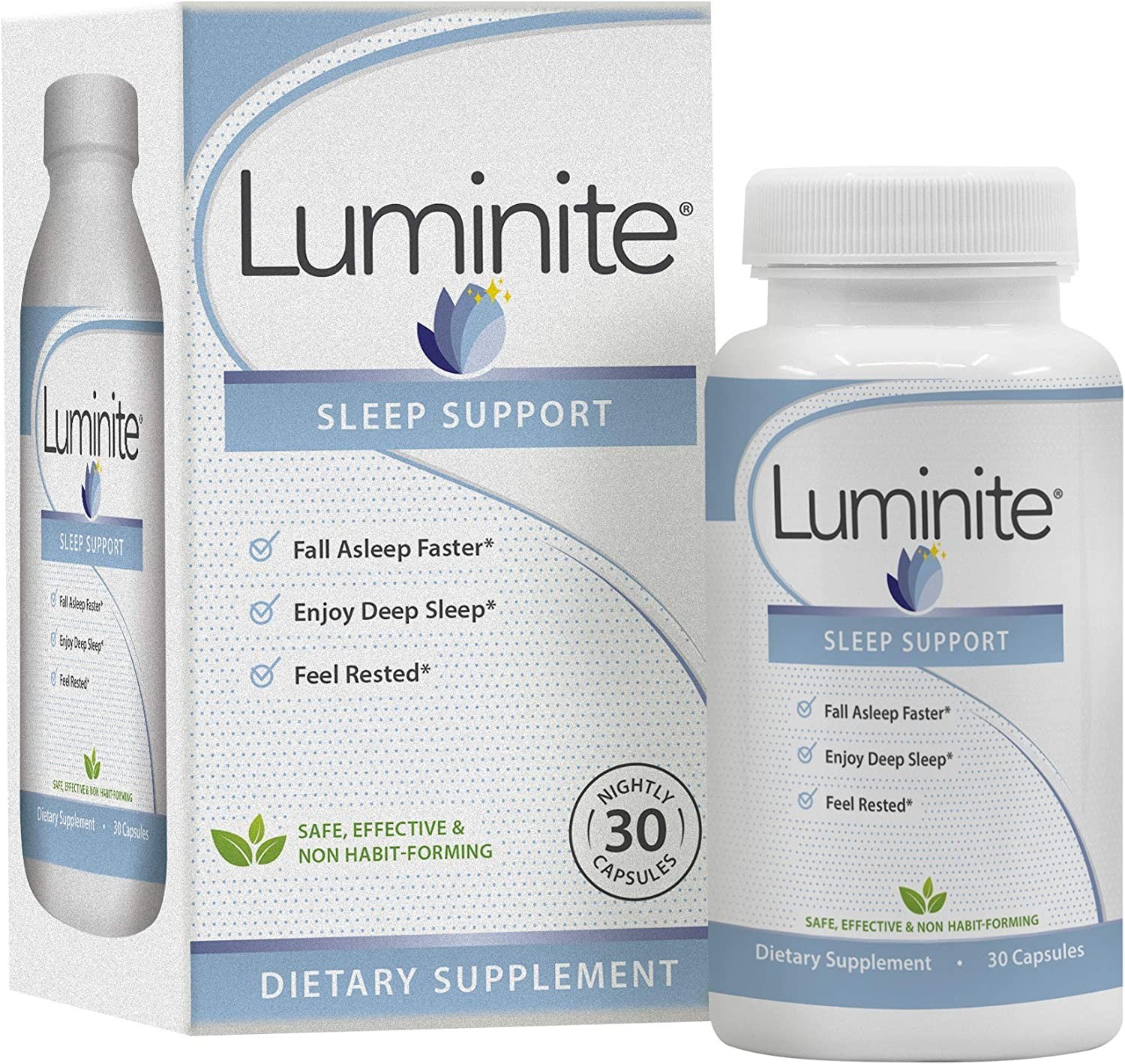 Luminite Sleep Support - Nighttime Sleep Aid Supplement - L-Tryptophan ...