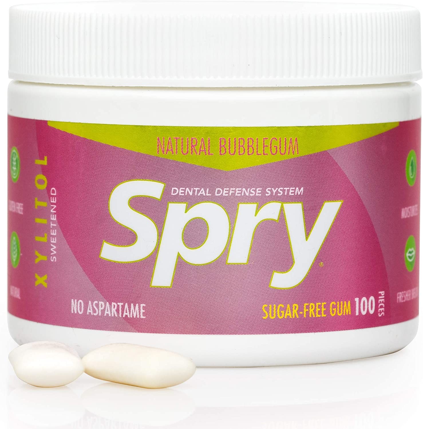 Spry Fresh Natural Xylitol Chewing Gum Dental Defense System Aspartame ...
