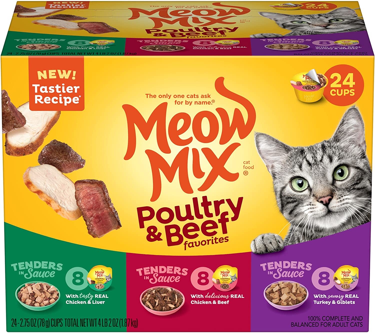 Meow Mix Tender Favorites Wet Cat Food, Poultry & Beef Variety Pack, 2. ...