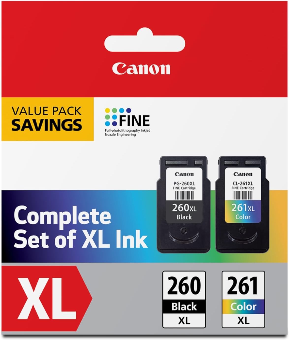 Canon PG-260 XL / CLI-261 XL Genuine Ink Value Pack (2 Cartridges ...