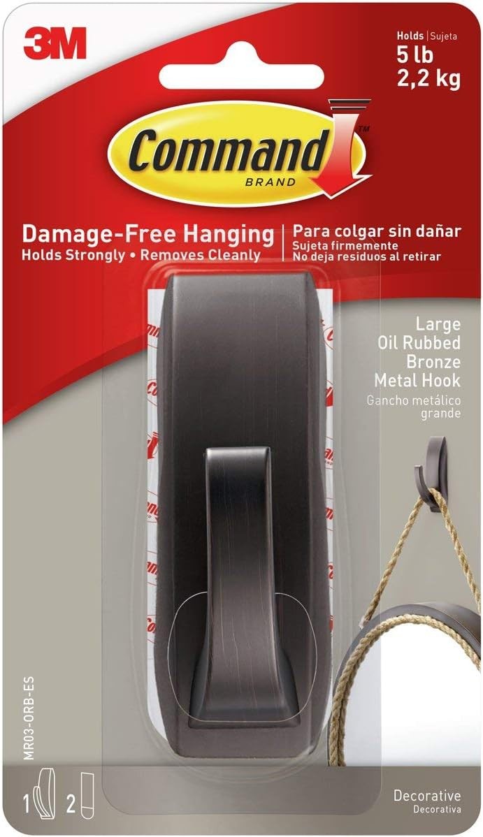 Command Large Modern Reflections Metal Hook, Holds up to 5 lb, Oil ...