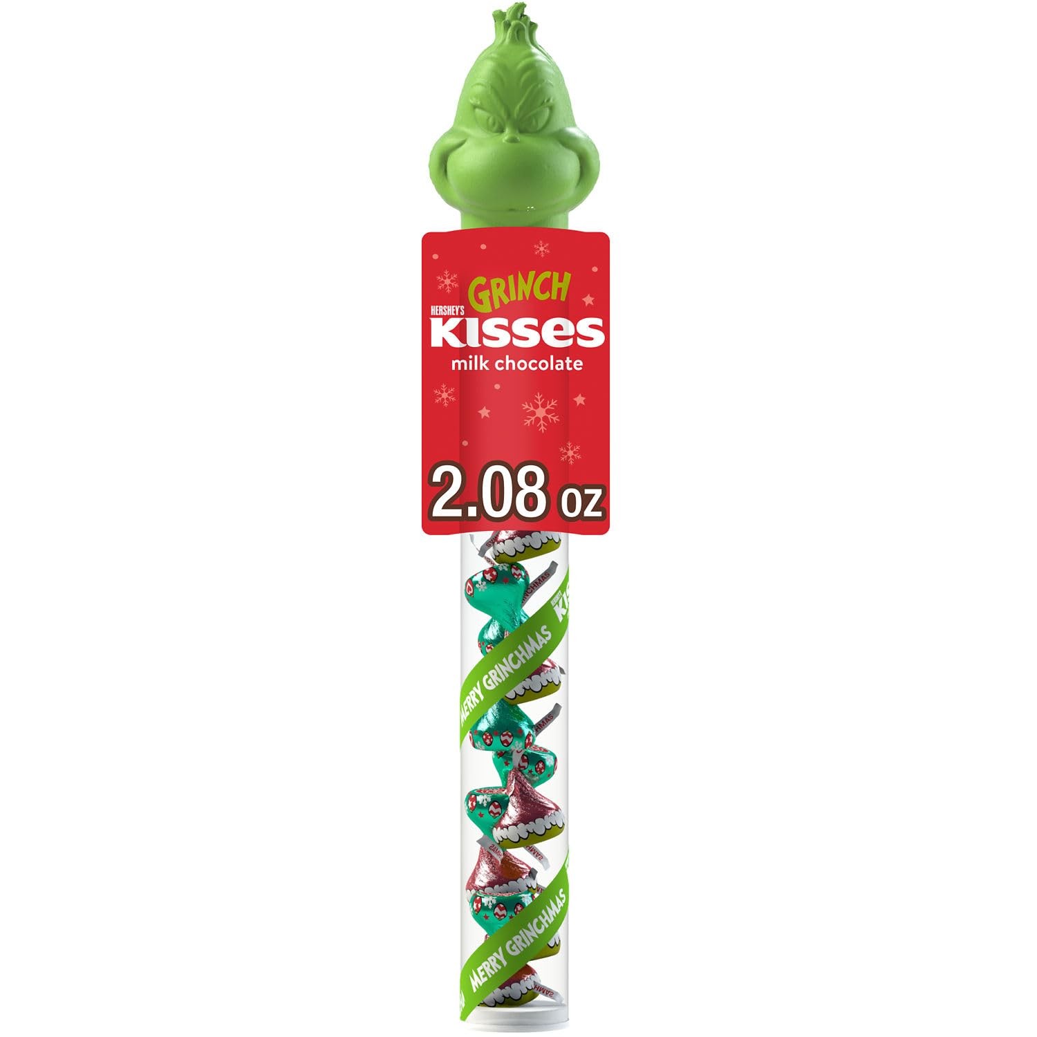 HERSHEY'S KISSES Grinch Milk Chocolate Candy, Christmas, 2.08 oz Filled ...