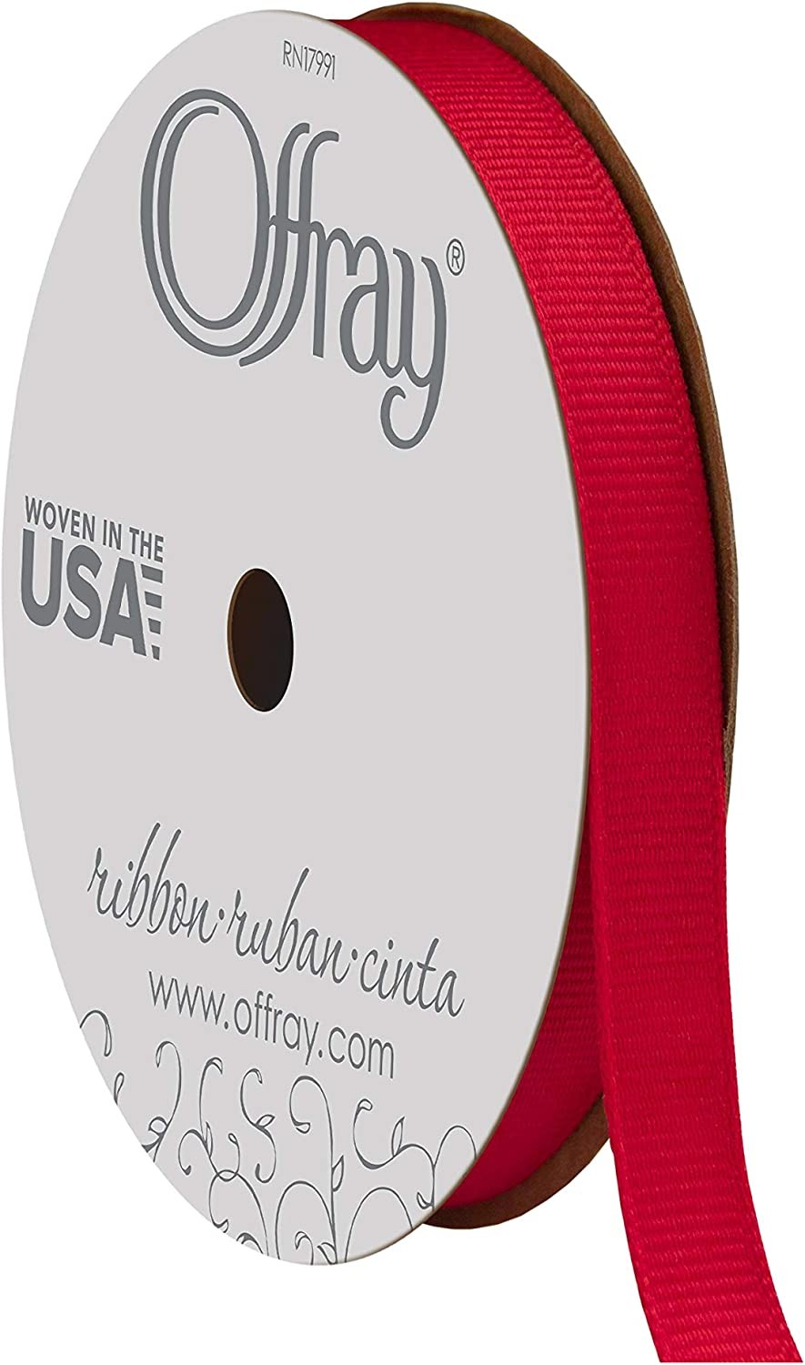 Offray 62135 3/8" Wide Grosgrain Ribbon, 3/8 Inch x 18 Feet, Red Deals ...