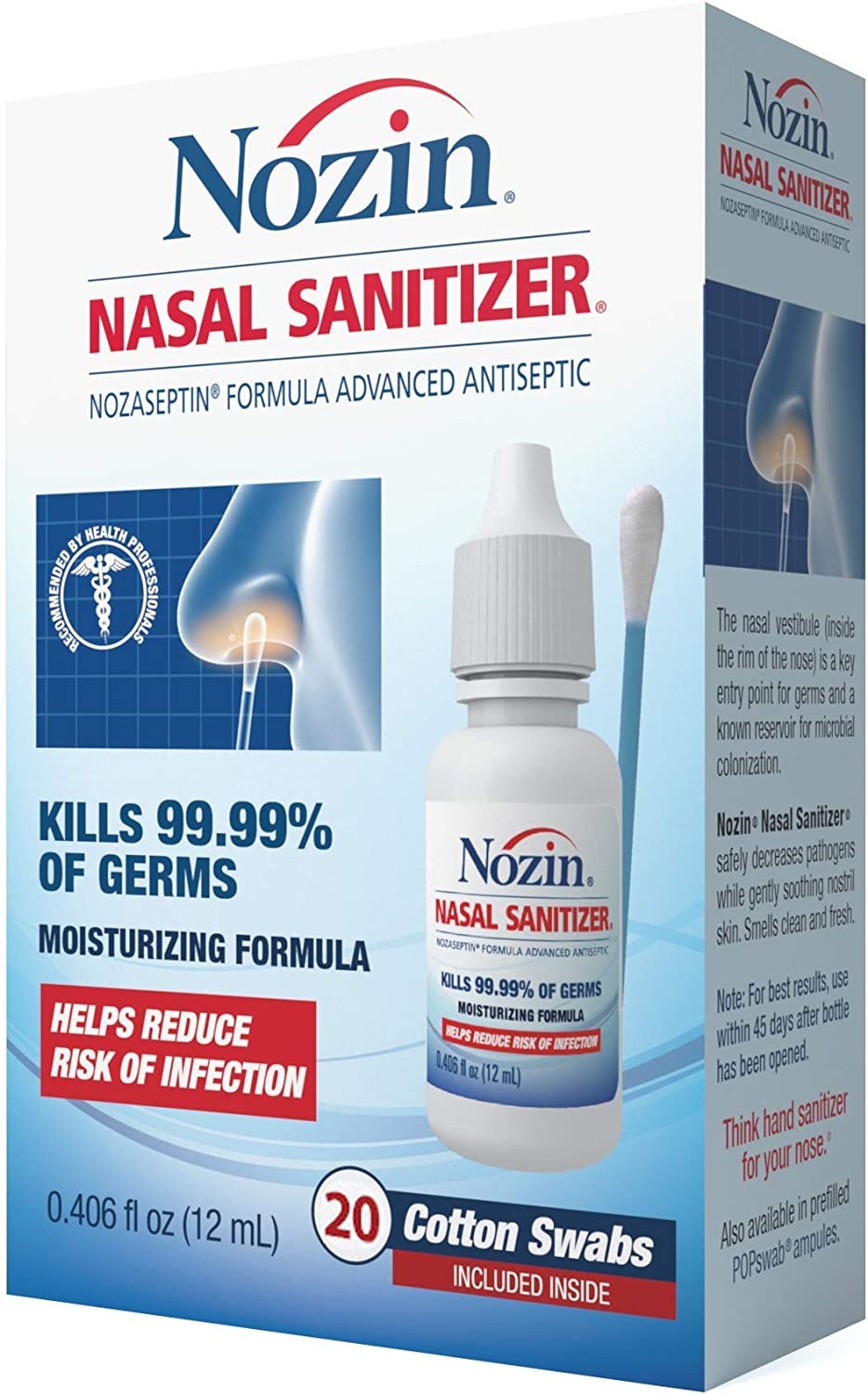 Nozin® Nasal Sanitizer® Antiseptic 12mL Bottle | Kills 99.99% of Germs ...