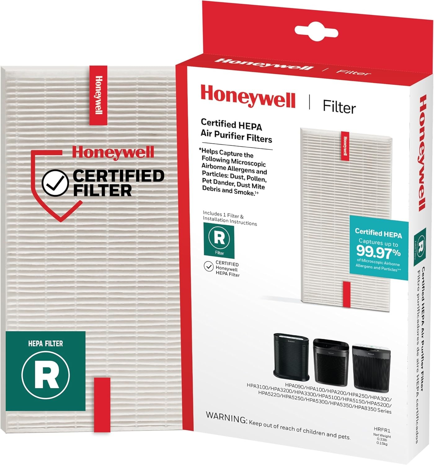 Honeywell HEPA Air Purifier Filter R, 1-Pack for HPA 100/200/300, 3000 ...