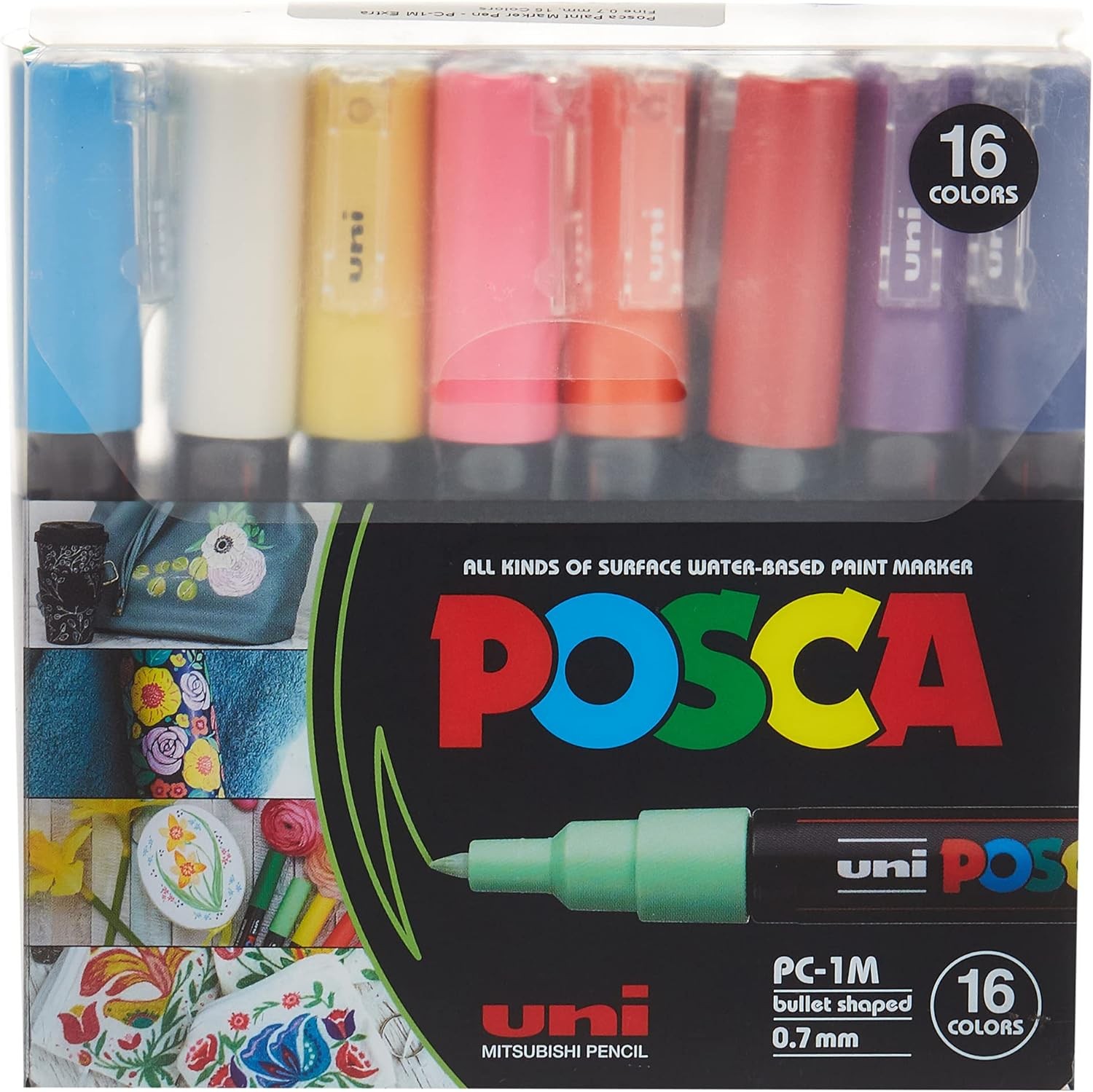 16 Posca Markers 1M, Posca Pens for Art Supplies, School Supplies, Rock ...