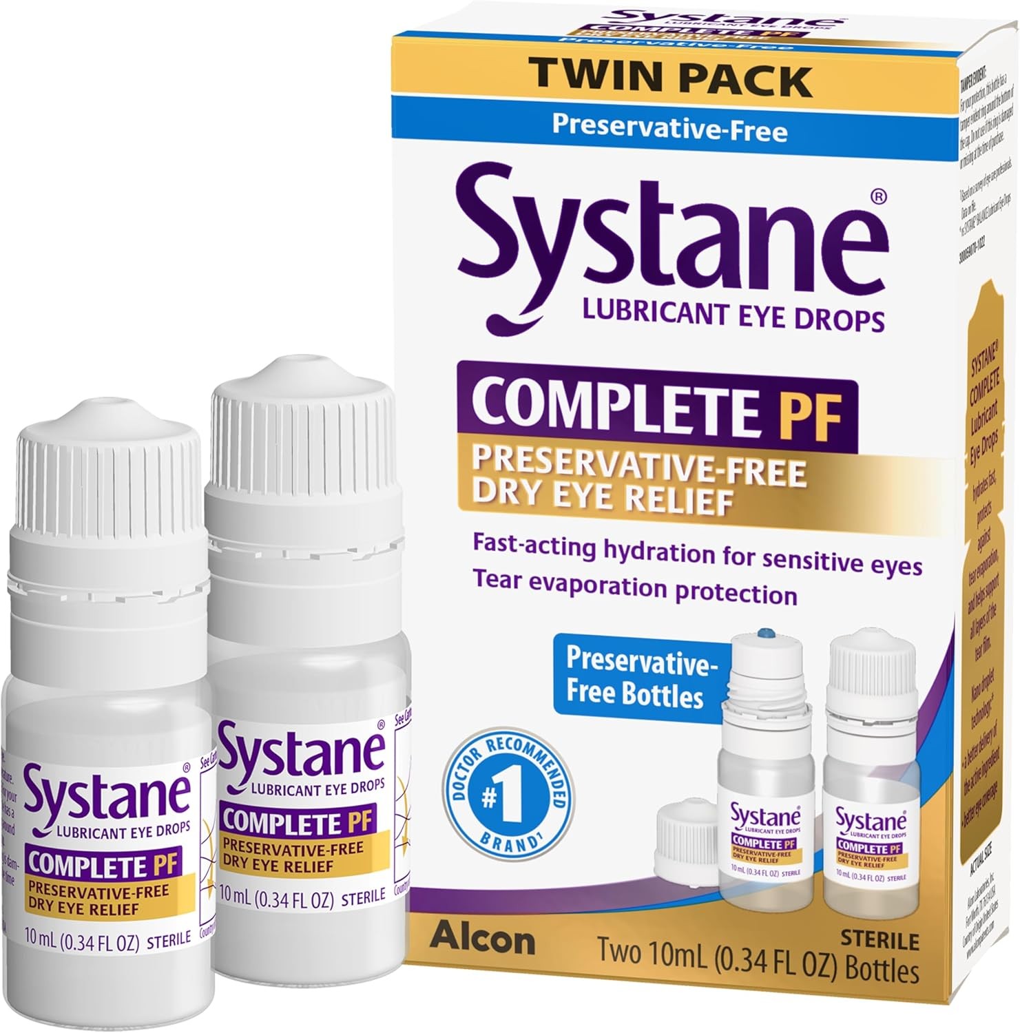 Systane Complete Preservative Free Dry Eye Drops, 0.34 Fl Oz, 2 Count ...