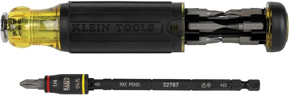 Klein Tools 32304 Screwdriver, 14-in-1 Adjustable Screwdriver with Flip ...