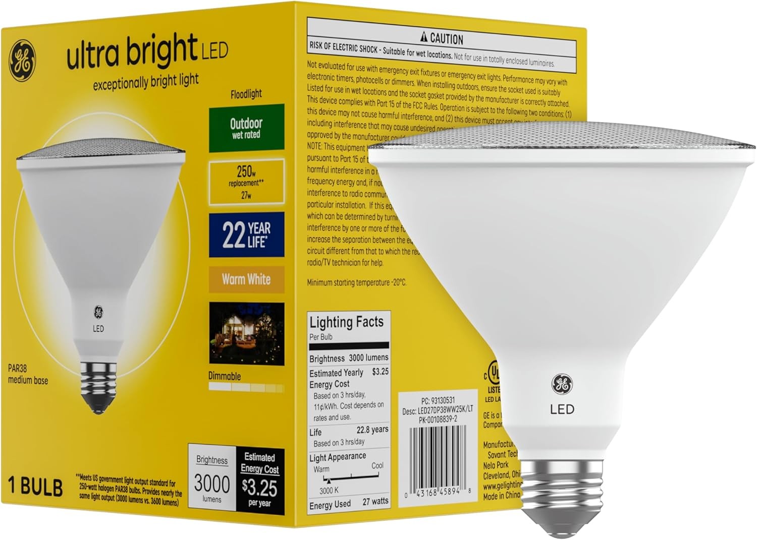 GE Ultra Bright LED Light Bulbs, Outdoor Floodlight Bulb, Wet Rated ...