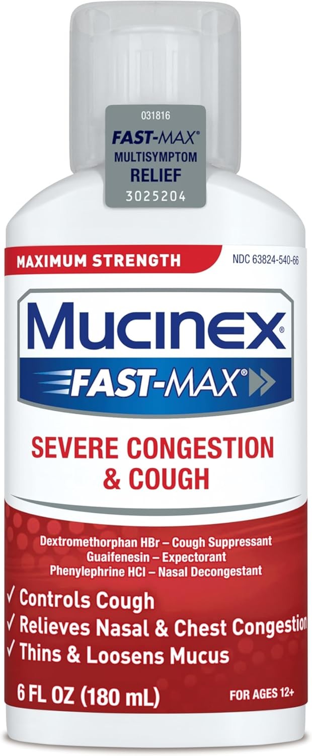 Mucinex Fast-Max Severe Congestion & Cough Medicine, Maximum Strength ...