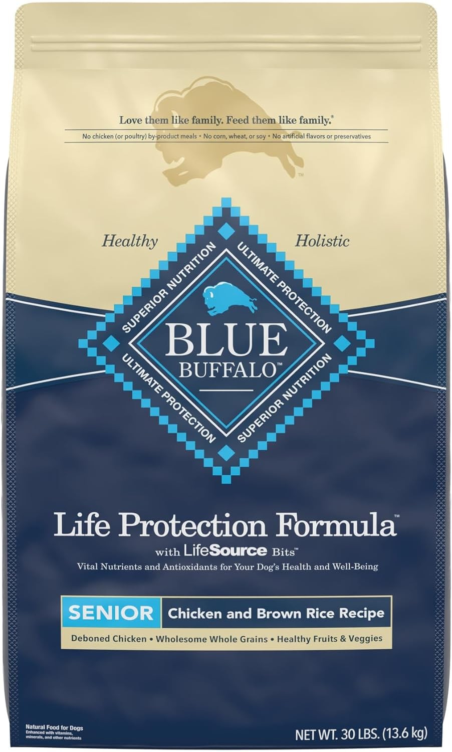 Blue Buffalo Dog Food for Senior Dogs, Life Protection Formula, Natural ...